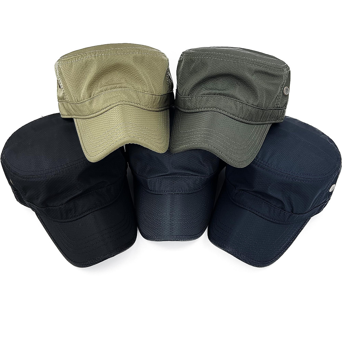 REDSHARKS womens Hidden Pocket Cadet Army Quick Dry Military Style Flat Top Baseball Dad Sun Cap, Grey, X-Large