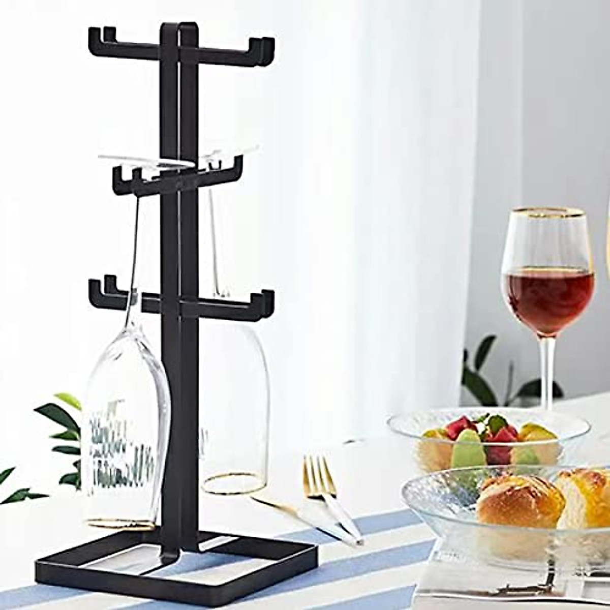 通用 Jiagu Metal Mug Rack Mug Drain Rack Cup Holder Rack Mug Tree Mug Storage Rack Coffee Mug Rack Mug Holder Stand Wine Glass Stand for Kitchen for Table (Black)