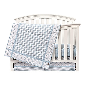 Trend Lab Blue Sky 3 Piece Crib Bedding Set, Can Be Used As A Blanket Or A Playmat for Tummy Time, Includes Quilt, Fitted Crib Sheet and Skirt