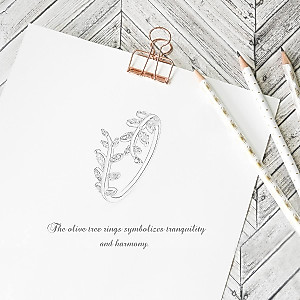 FOREVER QUEEN Olive Leaf Ring 925 Sterling Silver Adjustable Open Band Ring Fashion Rings for Women Wedding Engagement Anniversary Valentine's Day