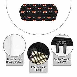 Xuwenz Fox Pencil Holder Bag Feather Arrows Cross Cunning Animal Black Pencil Case College Office School for Teens Boy Girl