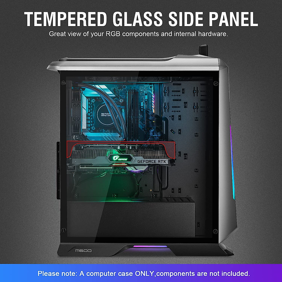 Segotep M600 Mid-Tower ATX Gaming PC Case w/Fantasy ARGB Skylight & ARGB Front Panel, Separate Magnetic Power Switch, USB 3.0 Tempered Glass Phantom Black Computer Case