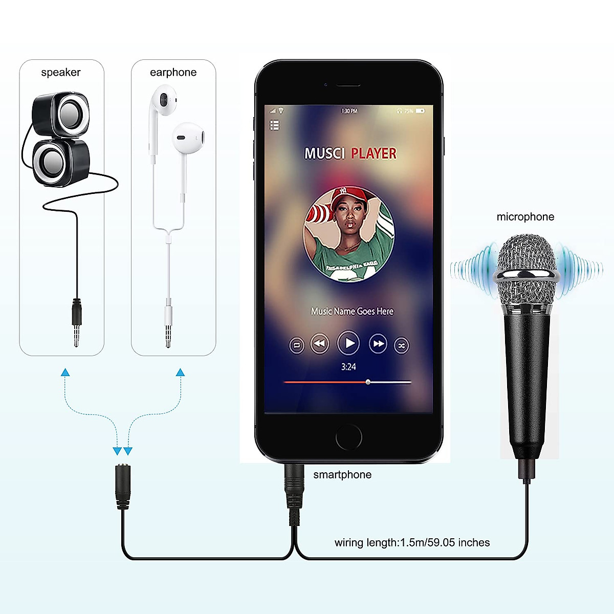 Uniwit Mini Portable Vocal/Instrument Microphone for Mobile Phone Laptop Notebook Apple iPhone Sumsung Android with Holder Clip (Black)