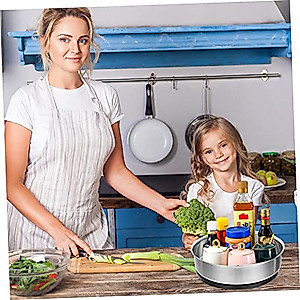 Holibanna 1pc Boxes Rotating Rack Trinket Tray Stainless Steel Container Makeup Pallets Pantry Susan Rotating Rack Household Storage Boxes Non-slip Storage Cases Fruit Containers Food