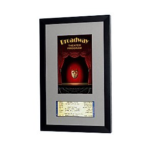 National Frames Broadway Playbill Ticket Frame (Program - Ticket, Satin Black- Gray Mat)