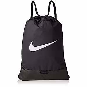 Nike Brasilia Training Gymsack, Drawstring Backpack with Zipper Pocket and Reinforced Bottom, Black/Black/White