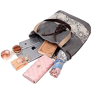 Hiigoo Printing Canvas Shoulder Bag Retro Casual Handbags Messenger Bags (Brown)