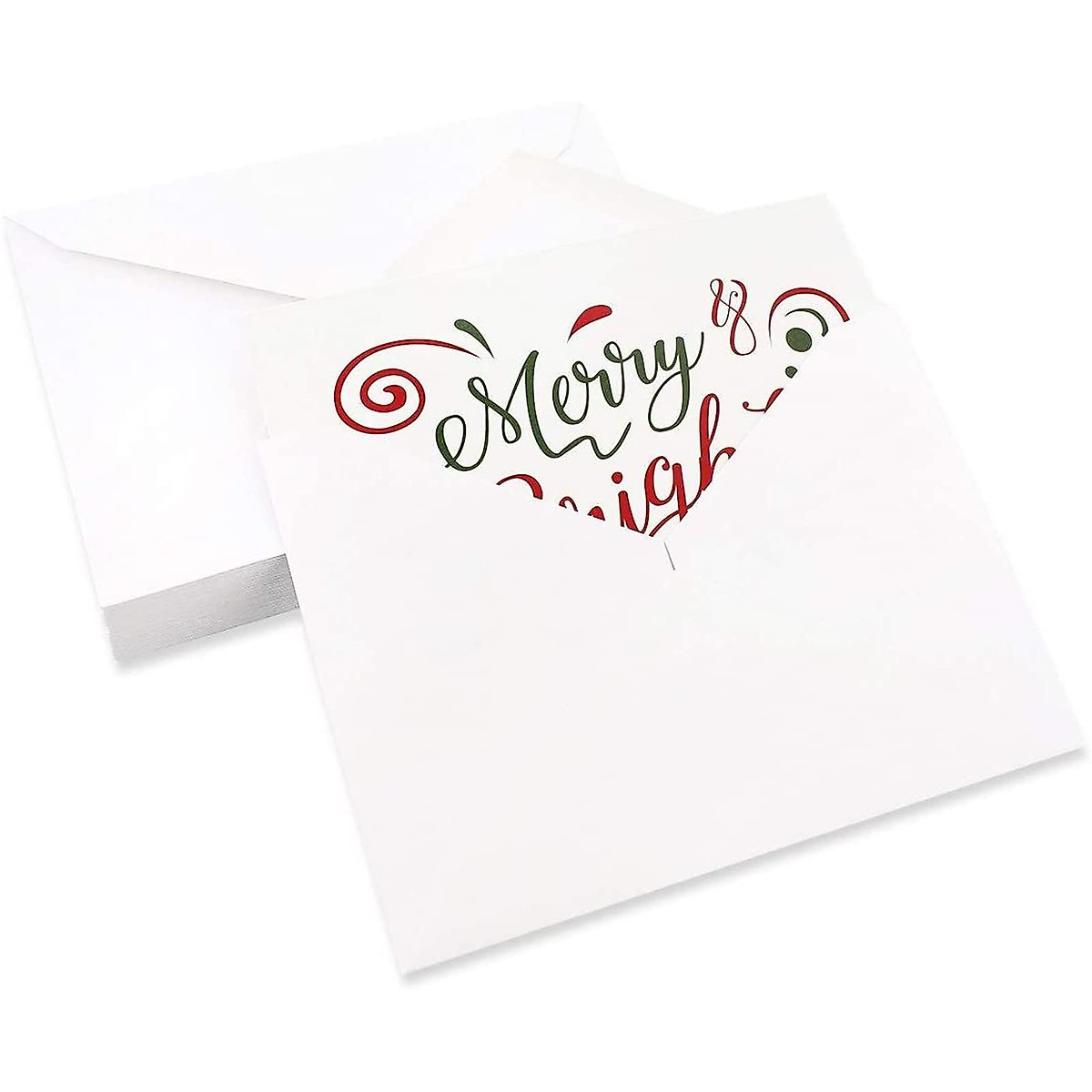 48 Pack of Christmas Winter Holiday Family Greeting Cards - Assorted Christmas Greetings Red Green Design - Boxed with 48 Count White Envelopes Included - 4.5 x 6.25 Inches