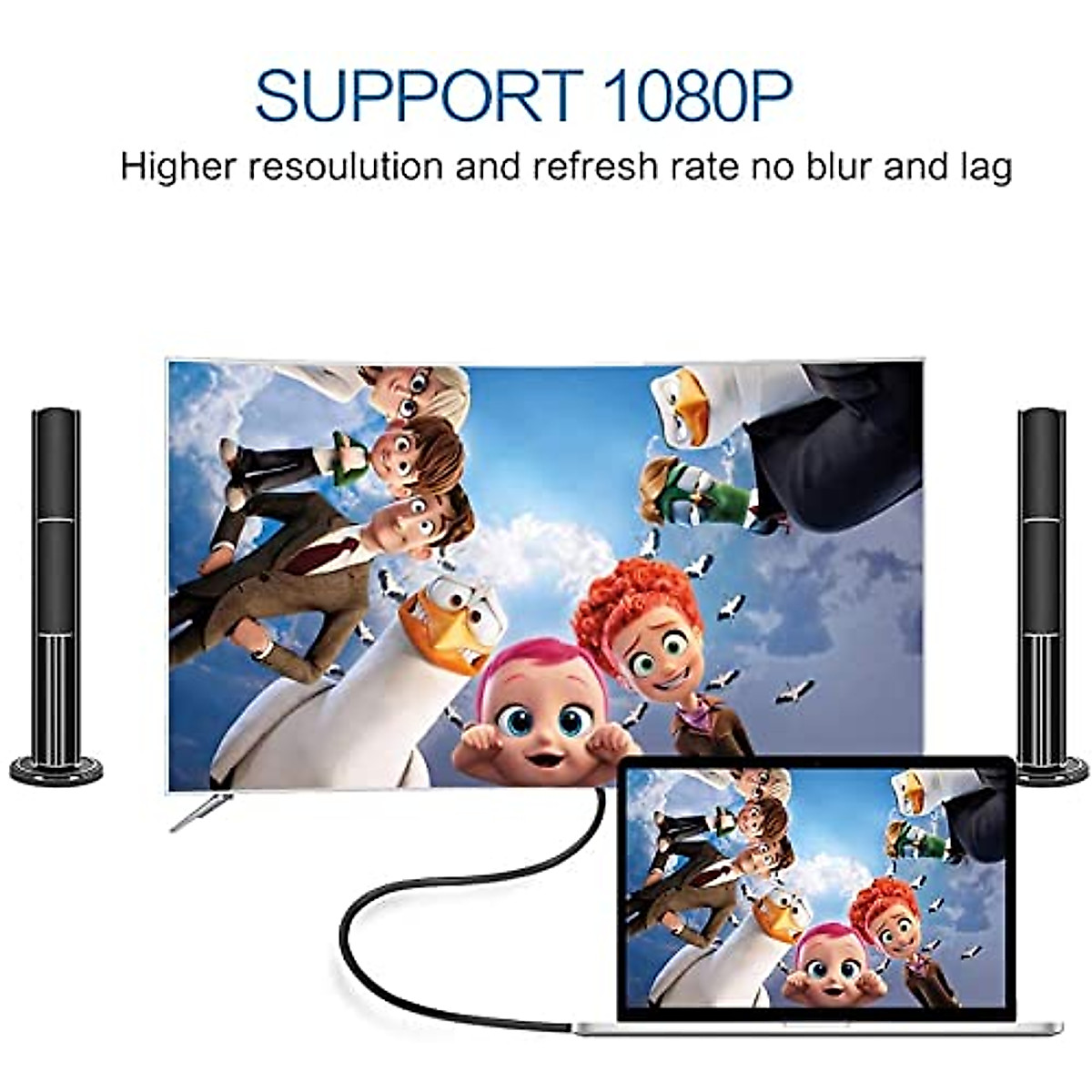 QGeeM USB C to DVI Cable Adapter, 4K@30Hz Thunderbolt 3 to DVI 6FT USB 3.1 Type C to DVI(24+1) Male 4K@30Hz Cable Compatible with 2018 MacBook Pro, Surface Book 2, Dell XPS 13, Galaxy S10 (1.8M)