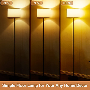 YUNHONG Simple Design LED Floor Lamp,Modern Standing Lamp with White Shade,Pole Lamp with Foot Switch,64.7'' Tall Lamp for Living Room Bedroom Office,Home Decor Lamps(LED Bulb Included)
