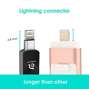 ADAM elements iKlips Duo+ 128GB MFi Certified Premium Flash Drive Compatible with iPad, iPhone (128GB, Obsidian Black)