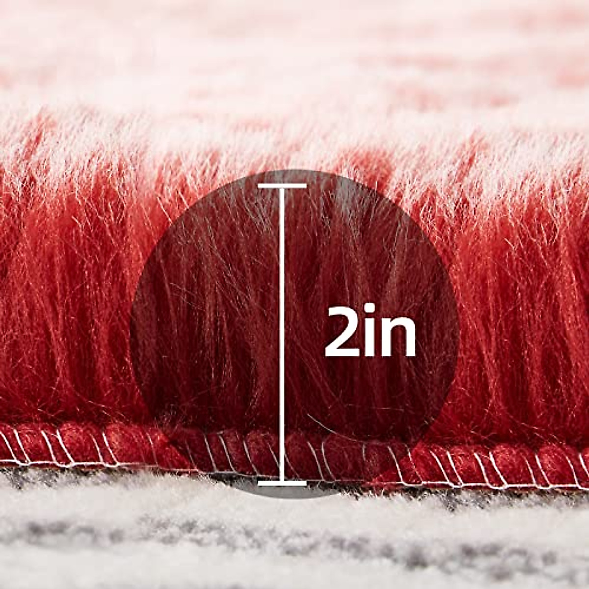 JONIYEAR Luxury Soft Fluffy Faux Fur Throw Area Rug for Bedroom 2' x 4', Small Decorative Fuzzy Bedside Rugs, Shaggy Plush Thick Floor Mat Carpet for Living Room Dorm Kids Room, Washable, Burgundy