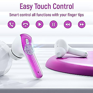 ZINGBIRD T62 & X15 Purple Wireless Earbuds Ear Buds Bluetooth Headphones with LED Power Display Charging Case Earphones in-Ear Earbud with Microphone for Android Cell Phone Gaming PC