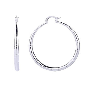 SOSUO Women Fashion 925 Sterling Solid Silver Ear Stud Hoop Earrings Wedding Jewelry (1.58 inch), One Size