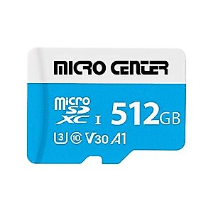 Micro Center Premium 512GB microSDXC Card, Nintendo-Switch Compatible Flash Memory Card, UHS-I C10 U3 V30 4K UHD Video A1 R/W Speed up to 95/80 MB/s Micro SD Card with Adapter (512GB)