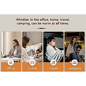 USB Heated Blanket with 18W Power Bank,Heated Shawl,Portable Electric Blanket Plush Flannel with 3 Heating Levels,Wearable Heated Throw Blanket for Home&Outdoor,Heating Pad for Neck and Shoulder