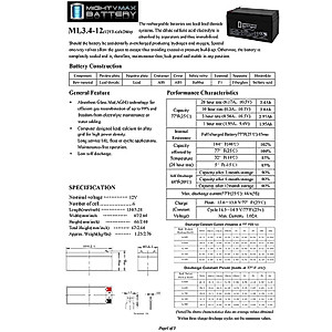 Mighty Max Battery ML3-12 - 12V 3AH Replacement Battery for APC Back-UPS ES BE350C / BE350R