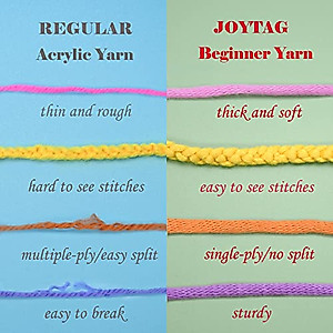 6 Pack Beginners Crochet Yarn Rainbow Pink White Beige Coffee Black Cotton Crochet Yarn for Crocheting Knitting Beginners with Easy-to-See Stitches Crochet Yarn for Beginners Crochet Kit(6x50g)