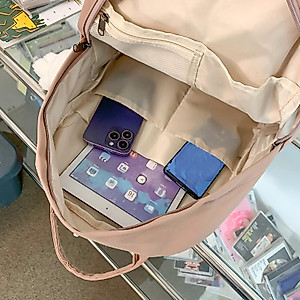 GAXOS Cute Backpack for School Aesthetic Backpack Purse for Women Girls Pink Book Bag Korea Style Bookbag