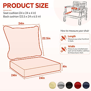 Focuprodu Outdoor Deep Seat Cushions24x24inch. Chair Cushions for Outdoor Furniture Waterproof/Fade-Resistant. Patio Furniture Cushions with Removable Cover. (Oliphant-Light Grey)