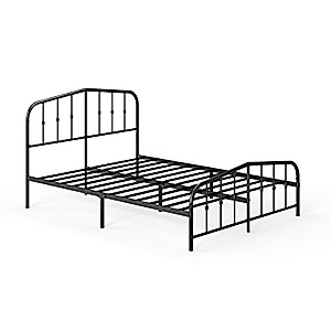 Zinus Heidi Metal Platform Bed Frame/Steel Mattress Foundation/Bed Frame with Headboard and Footboard/No Box Spring Needed/Easy Assembly, Black, Queen