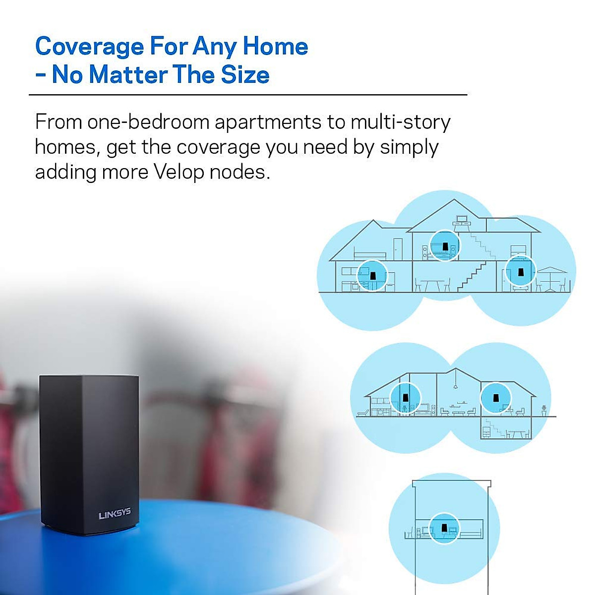 Linksys Velop Whole-Home Mesh WiFi System (Mesh Router for Whole-Home WiFi Mesh Network), 2-Pack, Black (MC2400)