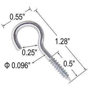 Shells 50PCS Silver Color Zinc Plated 1.28 Inches Metal Cup Hooks Round End Screw Hooks Self-tapping Screws Hooks