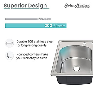 Swiss Madison SM-KT661 Ouvert 33 x 22 Stainless Steel, Dual Basin, Top-Mount Kitchen Sink