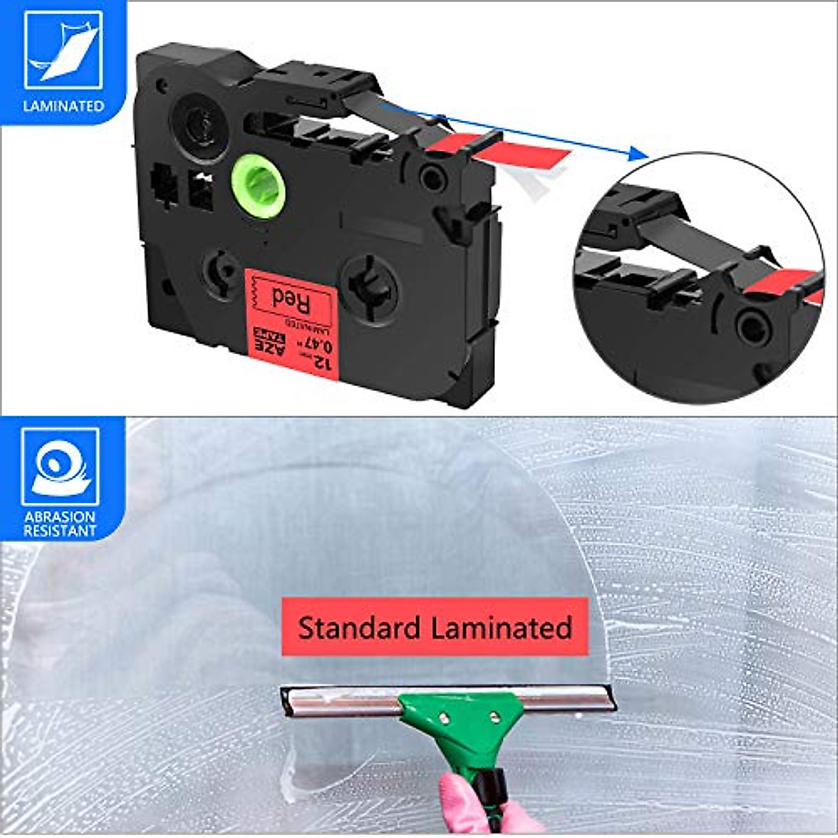 GREENCYCLE 5 Pack Replacement AZE Tapes 12mm 0.47 Inch 1/2" Black on Red Laminated Label Tape TZe-431 TZe431 TZ431 TZ-431 Compatible for Brother P-Touch Cube PTD210 PTD600 PTH110 PT1230 Label Maker
