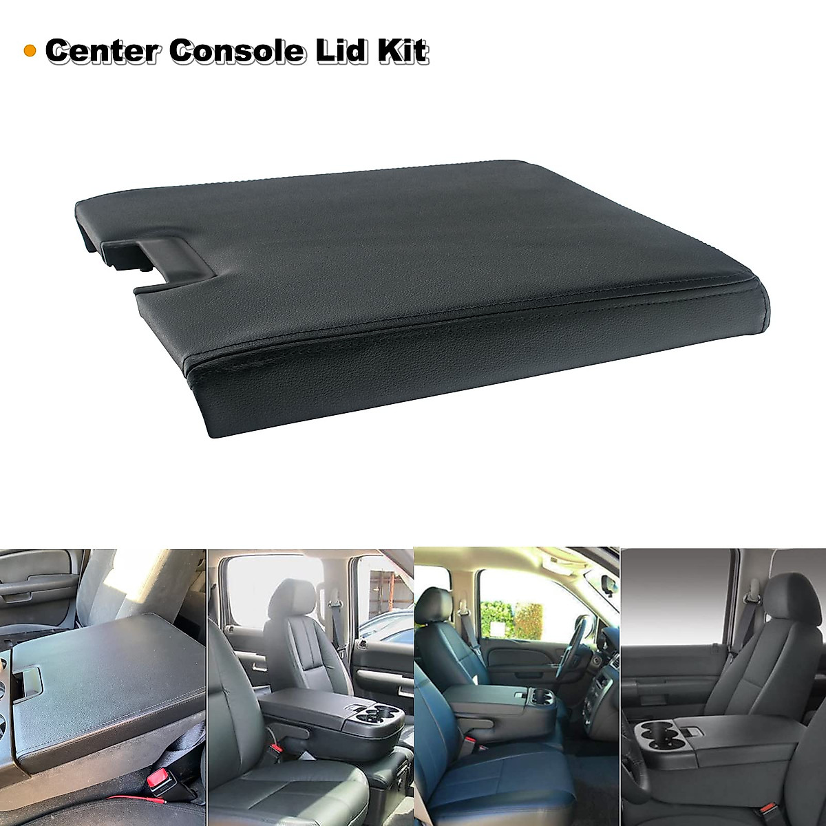 NHILES Center Console Lid Kit with Latch Compatible with 2007-2013 Chevy Tahoe/Avalanche/ 2008-2014 Silverado/GMC Yukon(XL)/Sierra 1500/2500/3500 center console cover replace #20864151（Black）