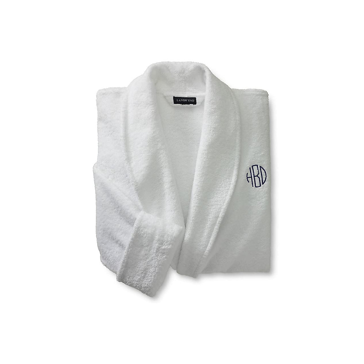 Lands' End Mens Calf Length Terry Robe Rich Steel Regular Large