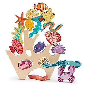 Tender Leaf Toys - Stacking Coral Reef - Colorful Wooden Stacking Coral Reef Toy Set Improving Balancing Activities Toy for Kids 18 Months+