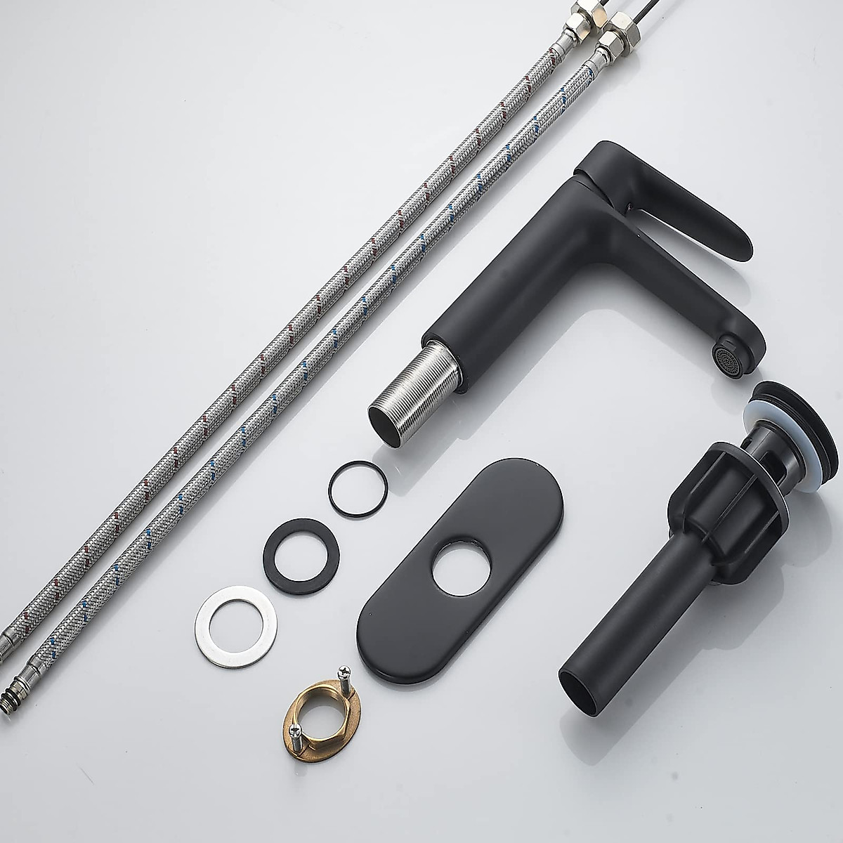 NICTIE Black Bathroom Faucet Single Handle Bathroom Sink Faucet Matte Black Single Hole Basin Vanity Faucet Modern One Hole RV Bathroom Faucet with Pop-up Drain Suitable for 1 Hole or 3 Hole (Black)