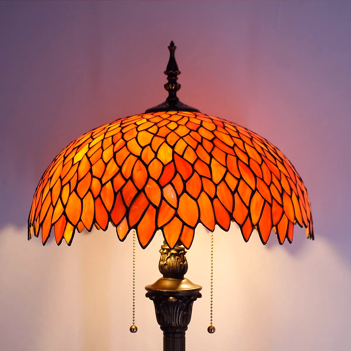 WERFACTORY Tiffany Floor Lamp Red Orange Wisteria Stained Glass ...
