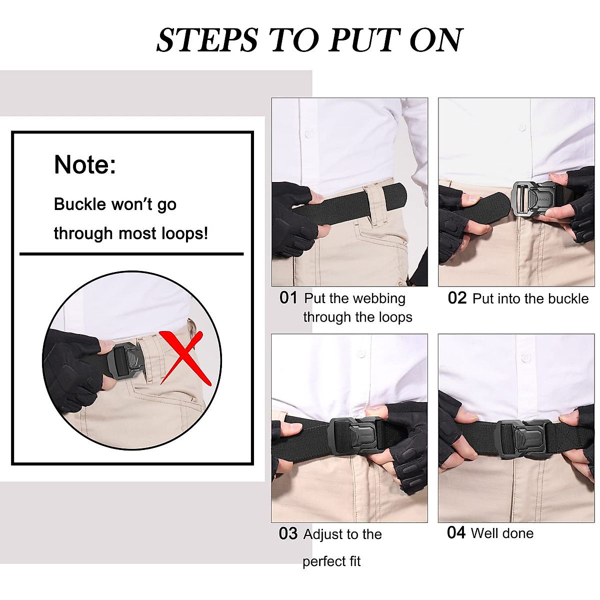 JUKMO Tactical Belt for Men, Military Rigger 1.5" Nylon Web Work Belt with Quick Release Heavy Duty Buckle (Black, Medium-for Waist 36"-42" (Length 49"))