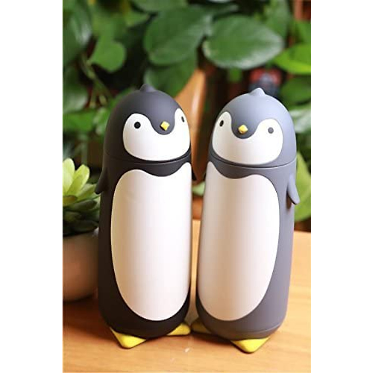 ChezMax Penguin Vacuum Thermos Stainless Steel Water Bottle Travel Mug Flask for Kids Children Student 9.5oz blue