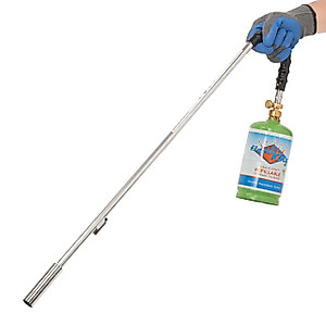 Flame King Propane Torch Weed Burner, 24000 BTU + Empty Refillable 1LB Empty Propane Cylinder Tank - Reusable - Safe and Legal Refill Option - DOT Compliant - 16.4 oz, Green