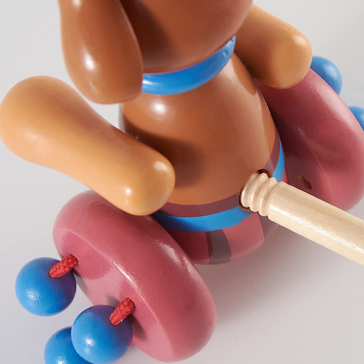 RUYU Loyal Puppy Wooden Push-n-Pull Activity Walking Toy with Colorful Rolling Beads for Toddlers and Babies Girl or Boy, Classic Early Learning Wooden Balance Walking Play Toy