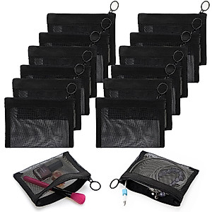 Black Small Zipper Pouch Mesh Mini Cosmetic Bag Coin Purse Bulk Mesh Coin Pouch Organizer for Women Travel Home, 5 x 4 Inch(20 Pcs)