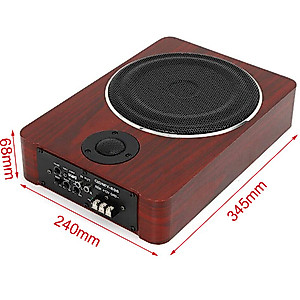 Leweiiq Car Under-Seat Active Subwoofer Power Amplifier Bass HiFi Slim Speaker, 8'' 600W Low Profile Under-Seat Active Powered Car Subwoofer for Car Boat RV ATV (Wood)