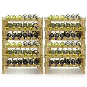 Sorbus Stackable Bamboo Wine Rack — Classic Style Wine Racks for Bottles — Perfect for Bar, Wine Cellar, Basement, Cabinet, Pantry, etc. (3-Tier)