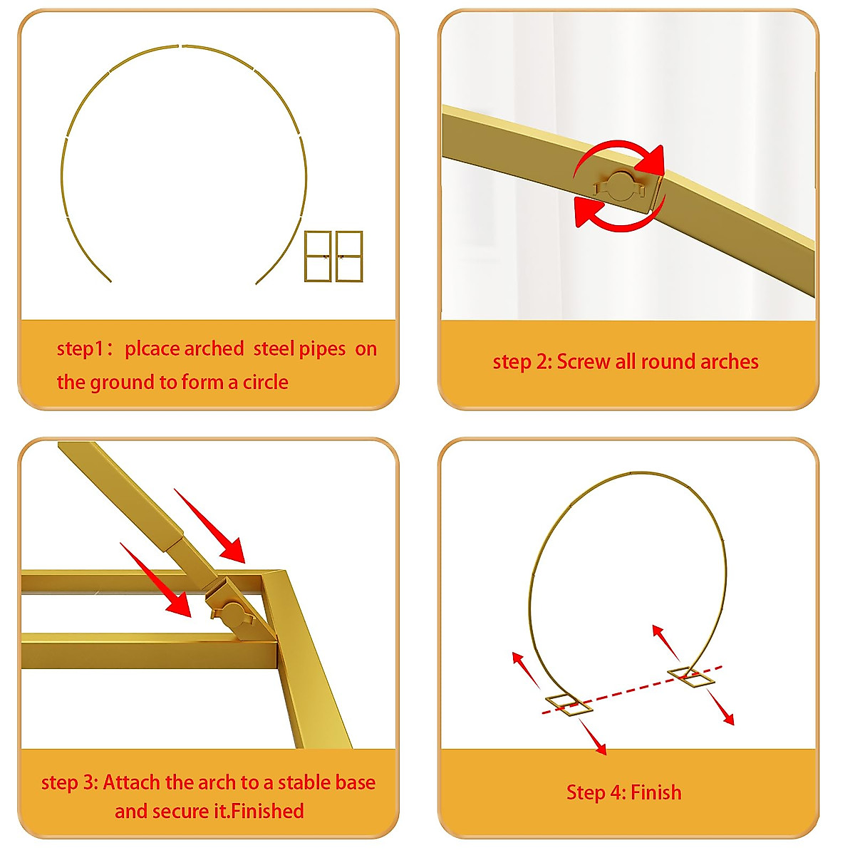 TDDFLO 9.5ft Golden Round Backdrop Stand Circle Balloon Arch Kit for Party Decoration Circle Wedding Arch Flower Ring Stand