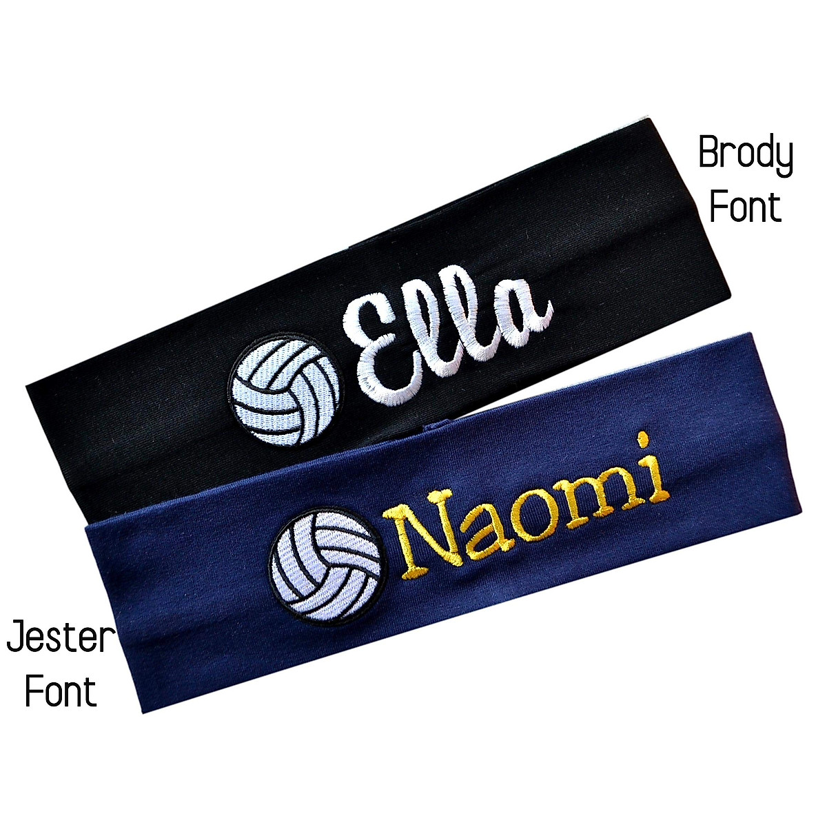 Funny Girl Designs Personalized Monogrammed Embroidered Volleyball Patch Cotton Stretch Headband