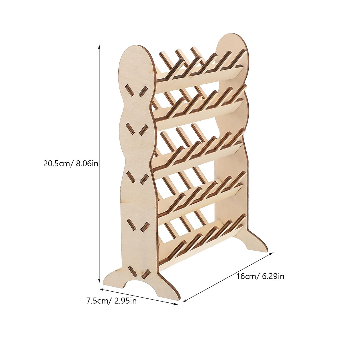 EXCEART Spools Wooden Thread Rack Thread Holder Organizer Wall-Mounted with Hanging Hooks for Embroidery Quilting and Sewing Threads