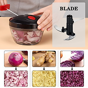 Cambom Chopper Manual Food Chopper, Hand Pull String Vegetable Chopper, BPA Free Food Safe Material (BLACK)