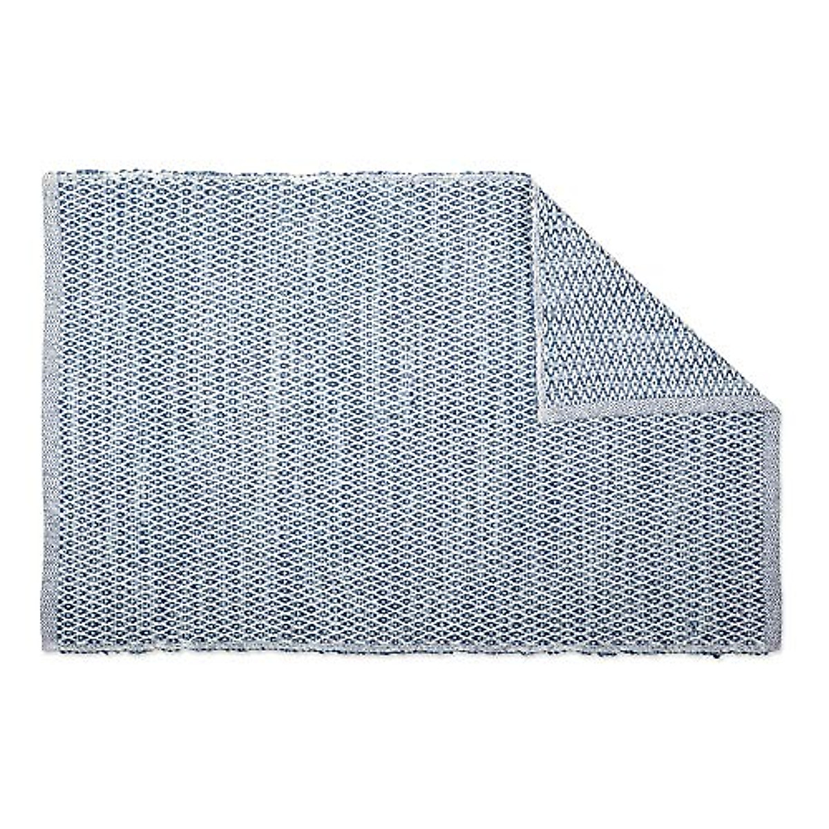 Contemporary Home Living 2' x 3' Steel Blue and White Diamond Cabana Recycled Yarn Rug