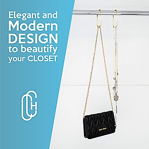 Neatly Made C Hooks for Hanging Clothes, Accessories and Outdoor Use - Ideal Closet Organizer Hooks to Transform Wardrobe, Set of 2 Champagne Gold Hooks