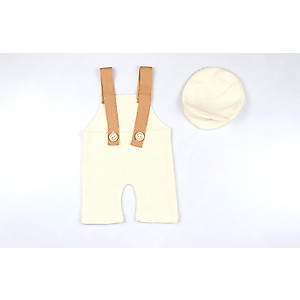 Giggle Angel Newborn Photography Props Set Baby Boy Newborn Outfits Overalls Boy Costume with Cap 0-1 Month