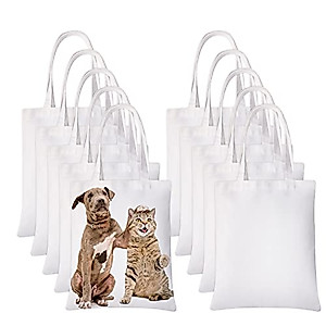 YOUKE OLA 10 Pieces Sublimation Tote Bags Printing Blank Canvas Tote Bags Reusable Washable Polyester Grocery Bags for Decorating and DIY Crafting White (10)