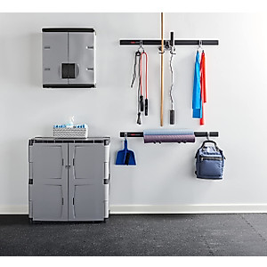 Rubbermaid FastTrack Wall Mounted Storage and Organization System Rail for Home and Garage, Horizontal 48", Holds up to 1,750 pounds, Black, Perfect for Yard Tools/Sports Equipment/Ladders